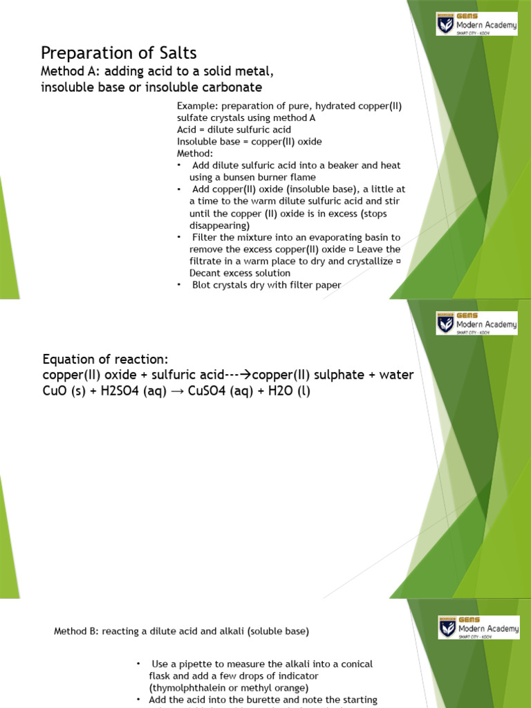 Methods for Preparing Salts | PDF | Precipitation (Chemistry) | Solubility