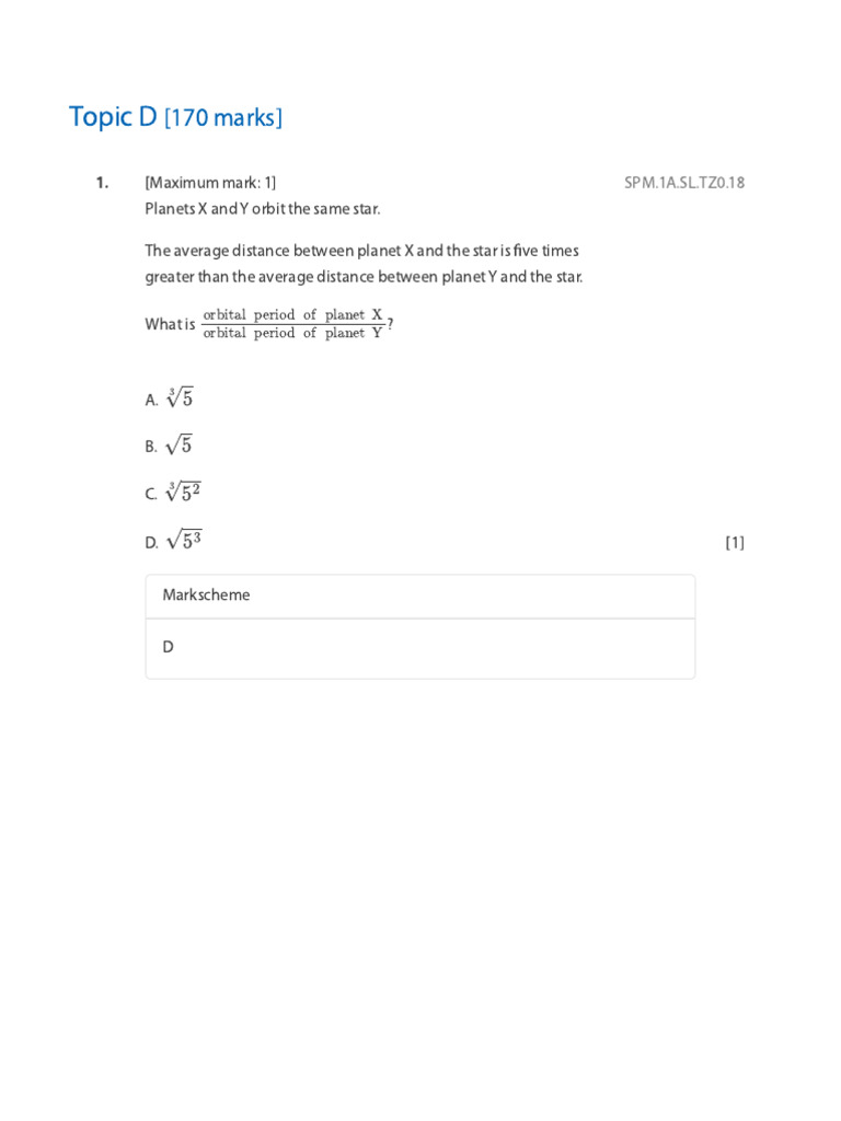 Topic D | PDF | Orbit | Force
