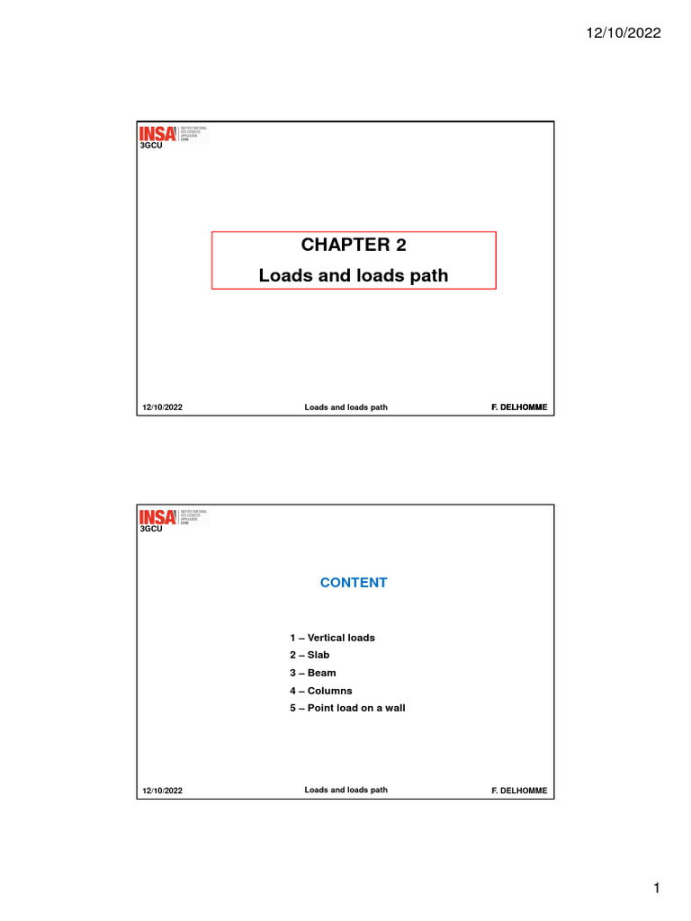 RC 3GCU - Loads and Loads Path 2021 20221012 | PDF | Bending | Beam (Structure)
