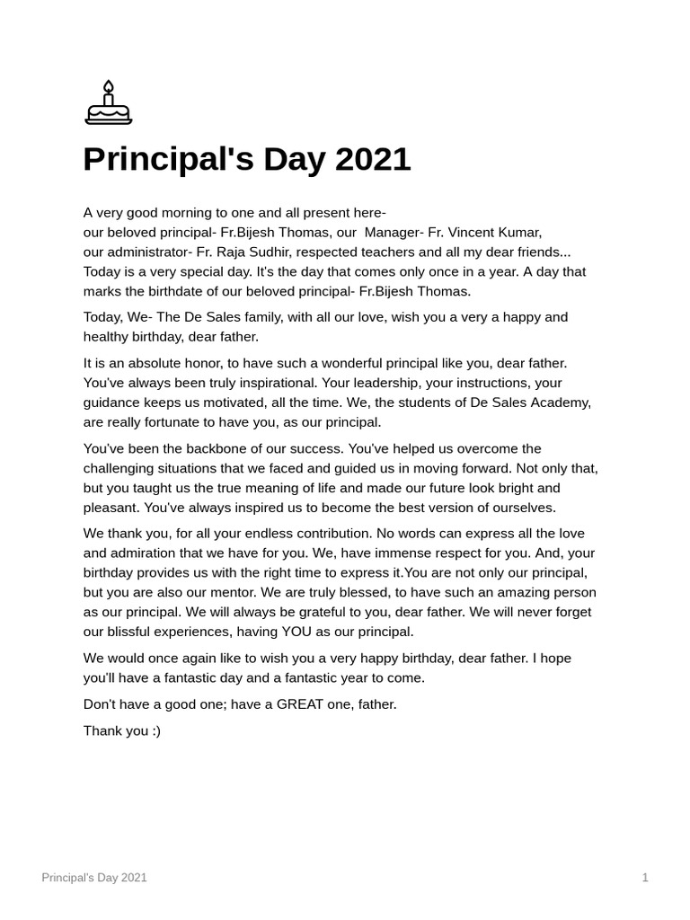 Principals Day 2021 | PDF
