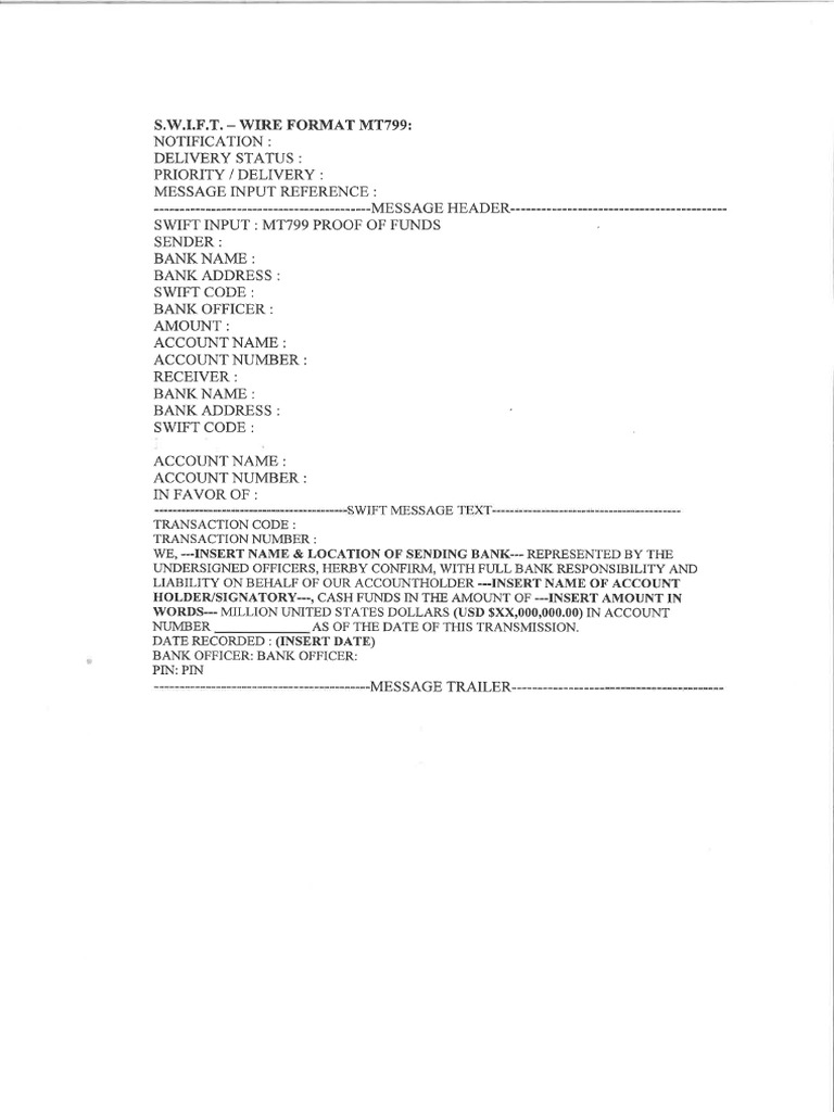 MT799 Format (Rev.) | PDF
