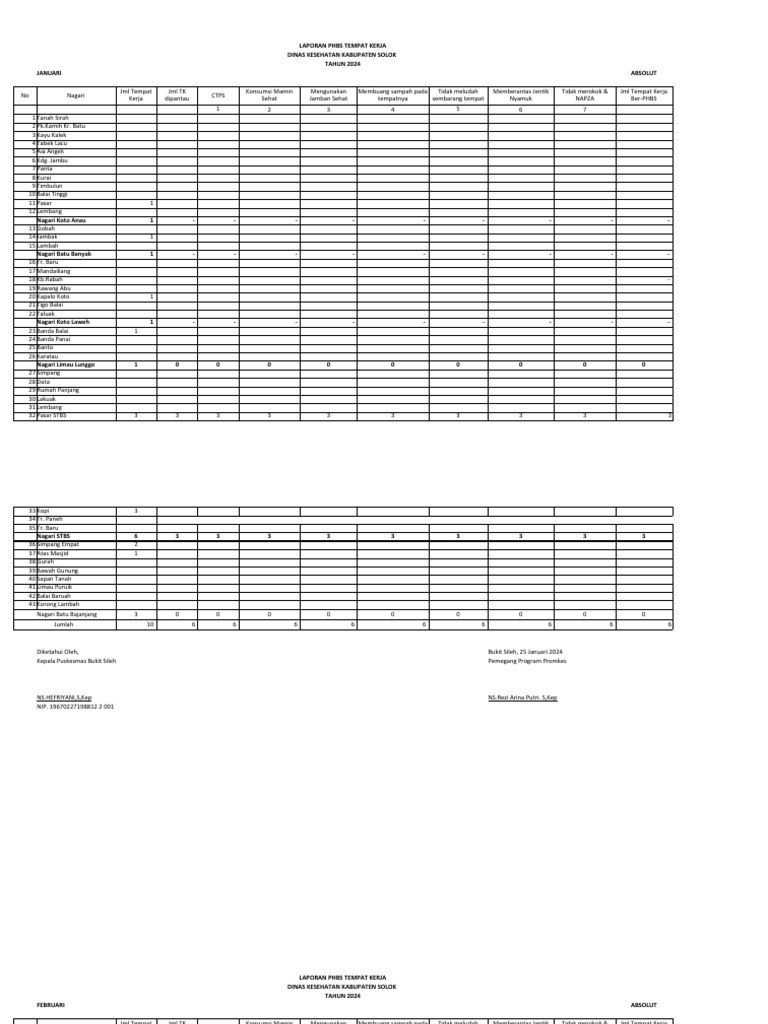 Laporan PHBS Tempat Kerja 2024 | PDF