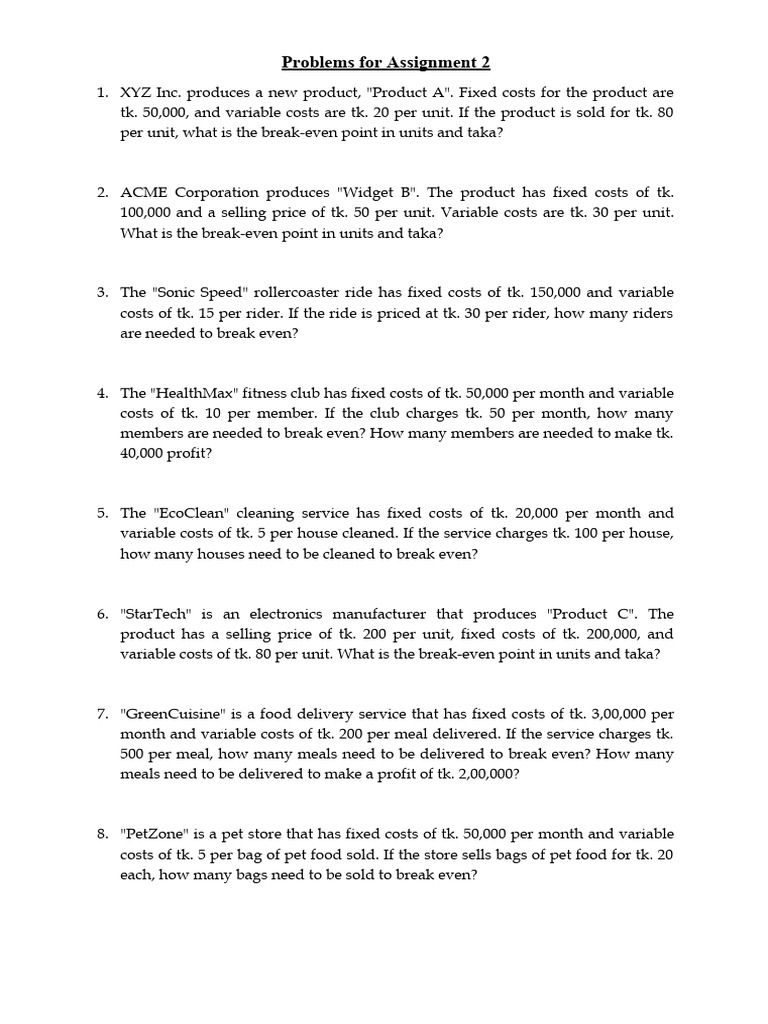 Assignment For CVP | PDF | Income Statement | Financial Accounting