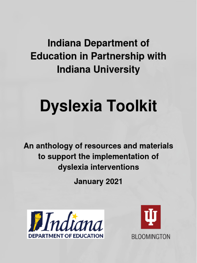 Indiana Dyslexia Toolkit Resources | PDF | Dyslexia | Phonics