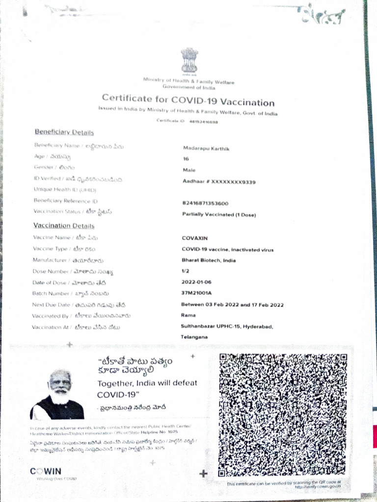 COVID-19 Vaccination Certificate Details | PDF