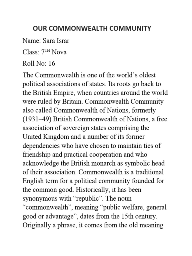 Essay 122616 | PDF | Commonwealth Of Nations | British Empire