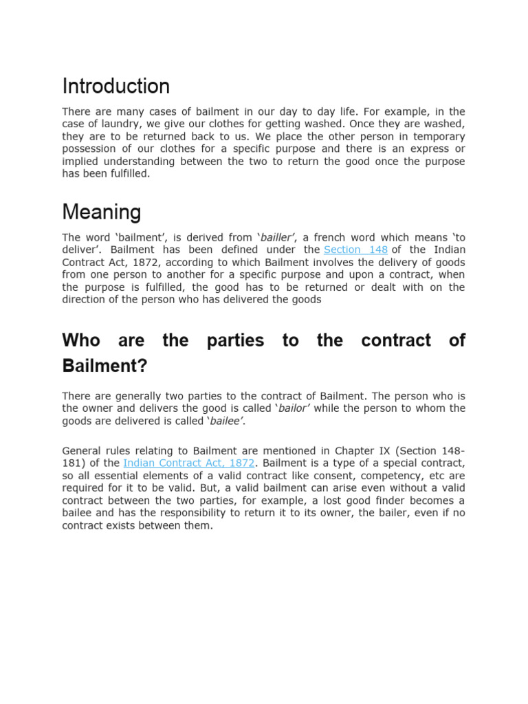 Bailment | PDF | Money | Business Law