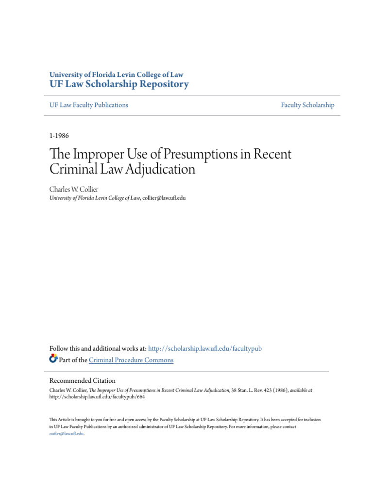 The Improper Use of Presumptions in Recent | Download Free PDF | Burden ...