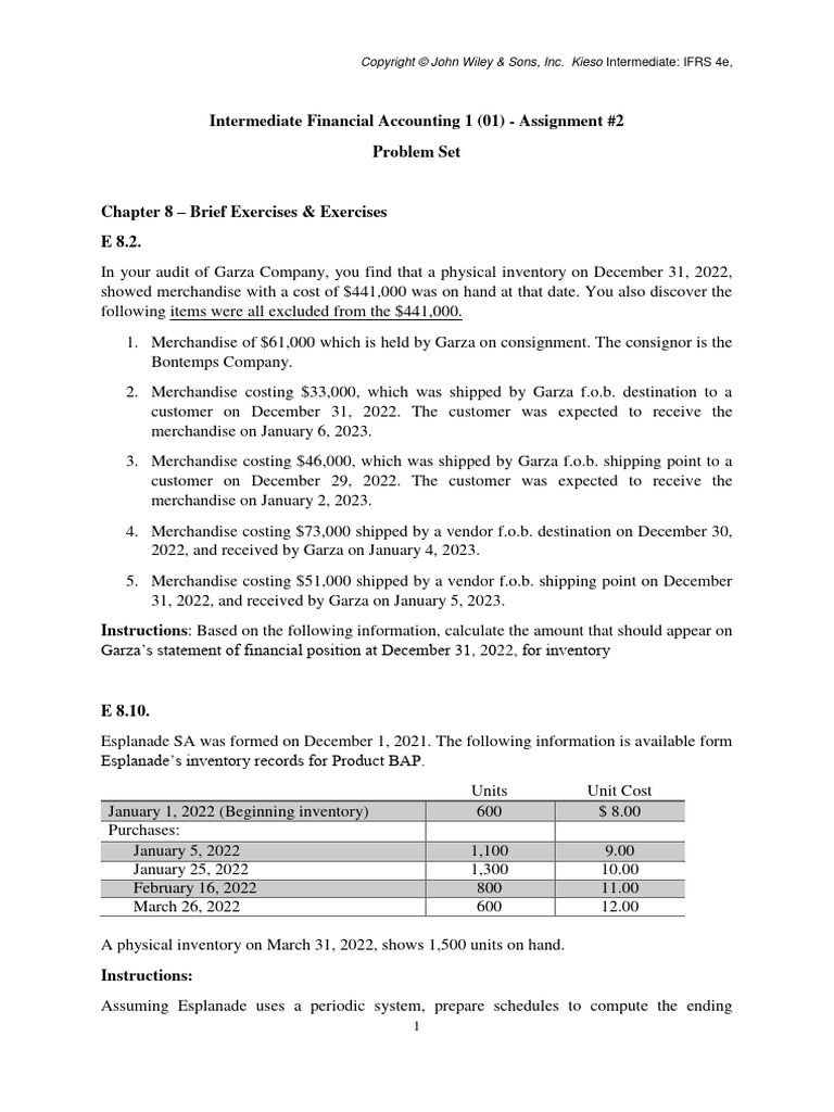 Assignment #2 Problem Set-1 | PDF | Depreciation | Cost Of Goods Sold