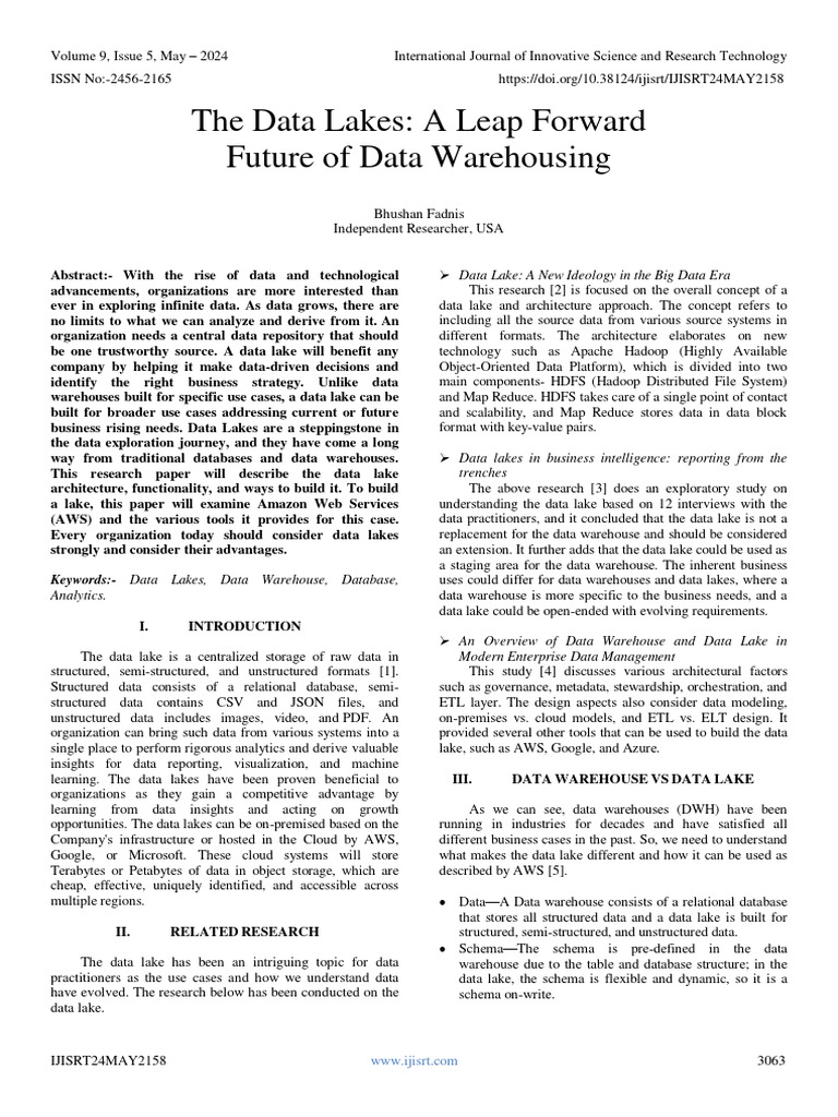 The Data Lakes: A Leap Forward Future of Data Warehousing | PDF | Data ...