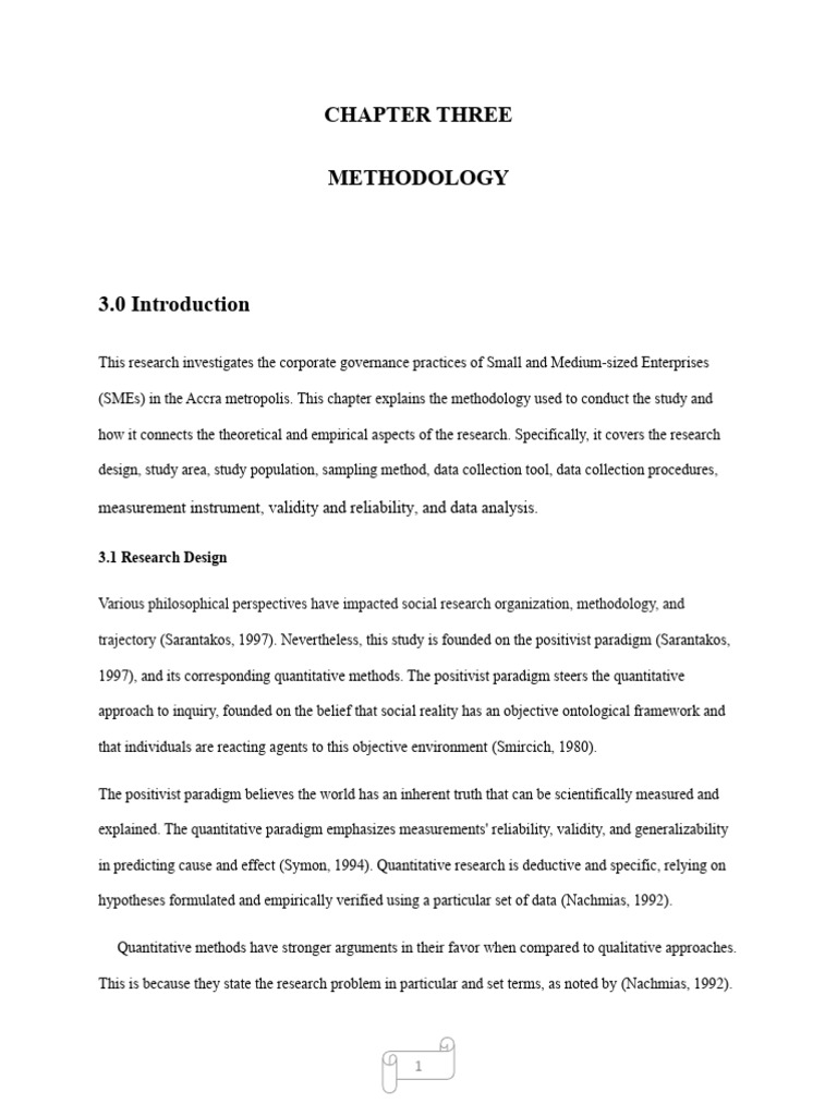 Chapter Three Methodology | PDF | Methodology | Quantitative Research