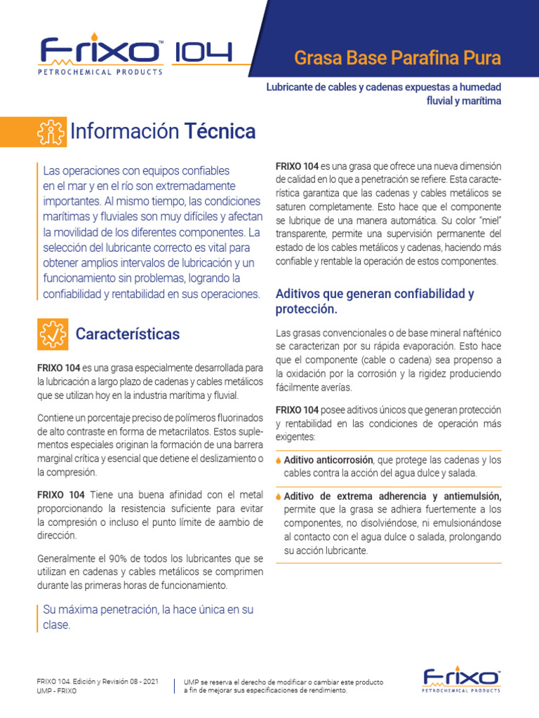 FT - Frixo 104 | PDF | Lubricante | Agua