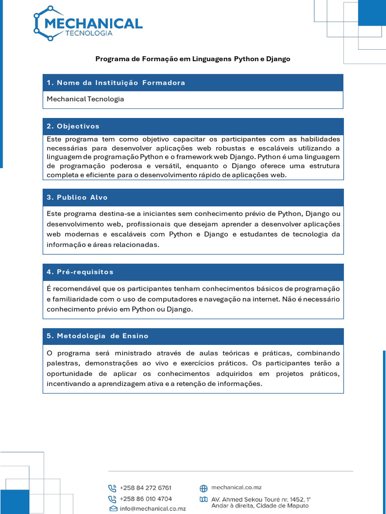 Programa De Treinamento Python E Django Pdf Python Linguagem De 1423
