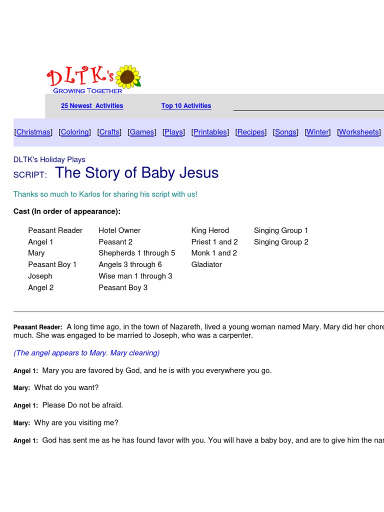 The Story of Baby Jesus: Script | PDF | Biblical Magi | Saint Joseph