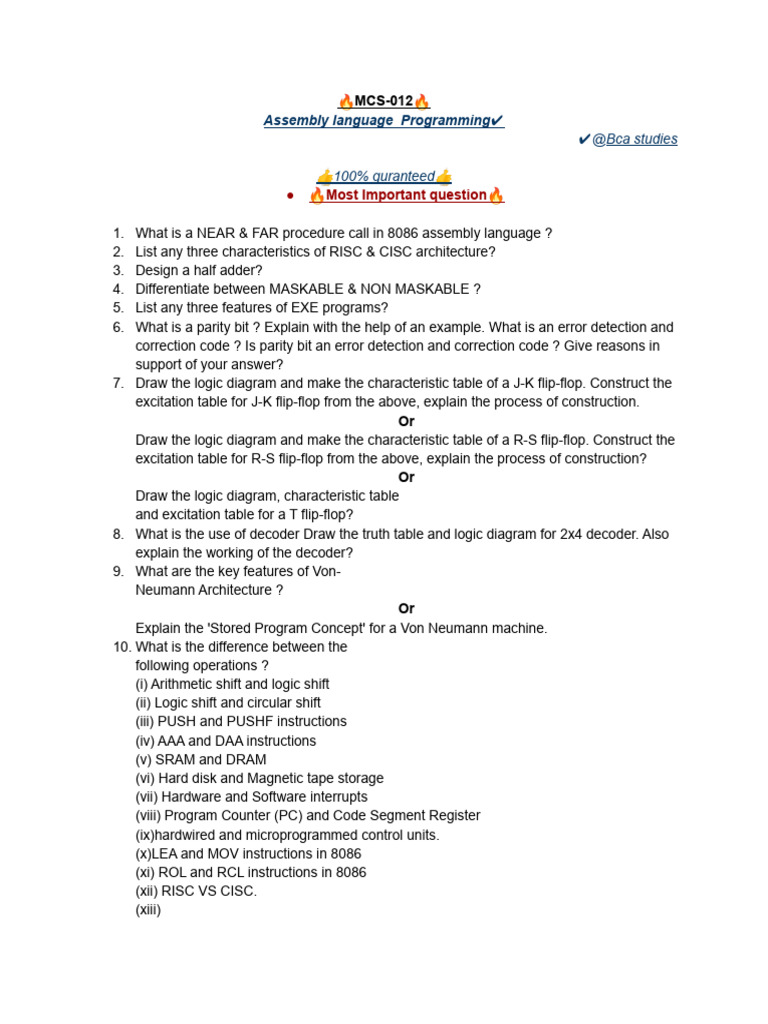 ?MCS 012? | PDF | Computer Architecture | Classes Of Computers