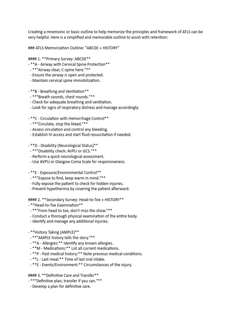 ATLS memeo | PDF | Medical Emergencies | Medicine ATLS memeo | PDF | Medical Emergencies | Medicine