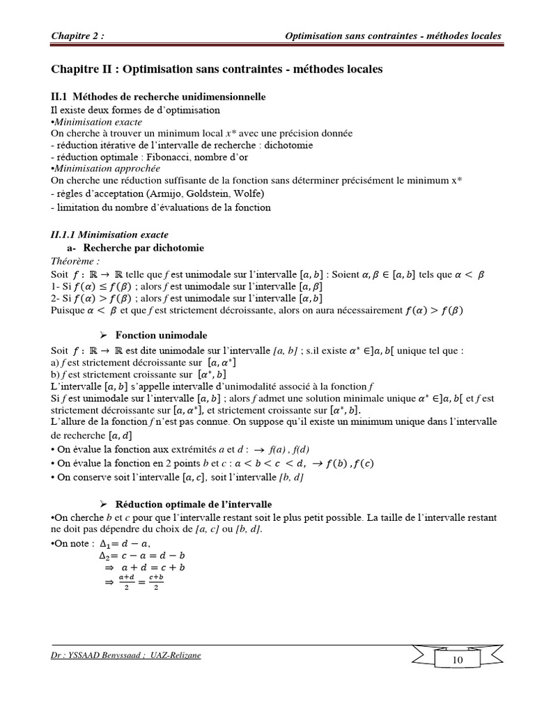 Méthodes d'optimisation unimodale | PDF | Optimisation mathématique ...