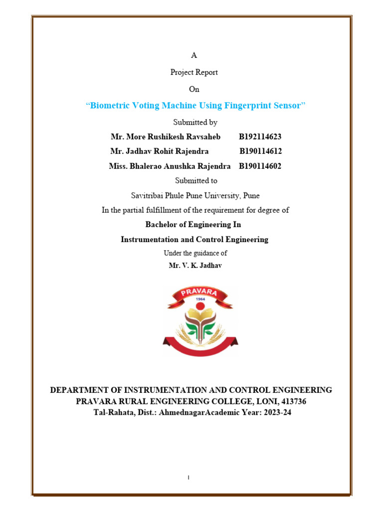 Project Report | Download Free PDF | Biometrics | Computing