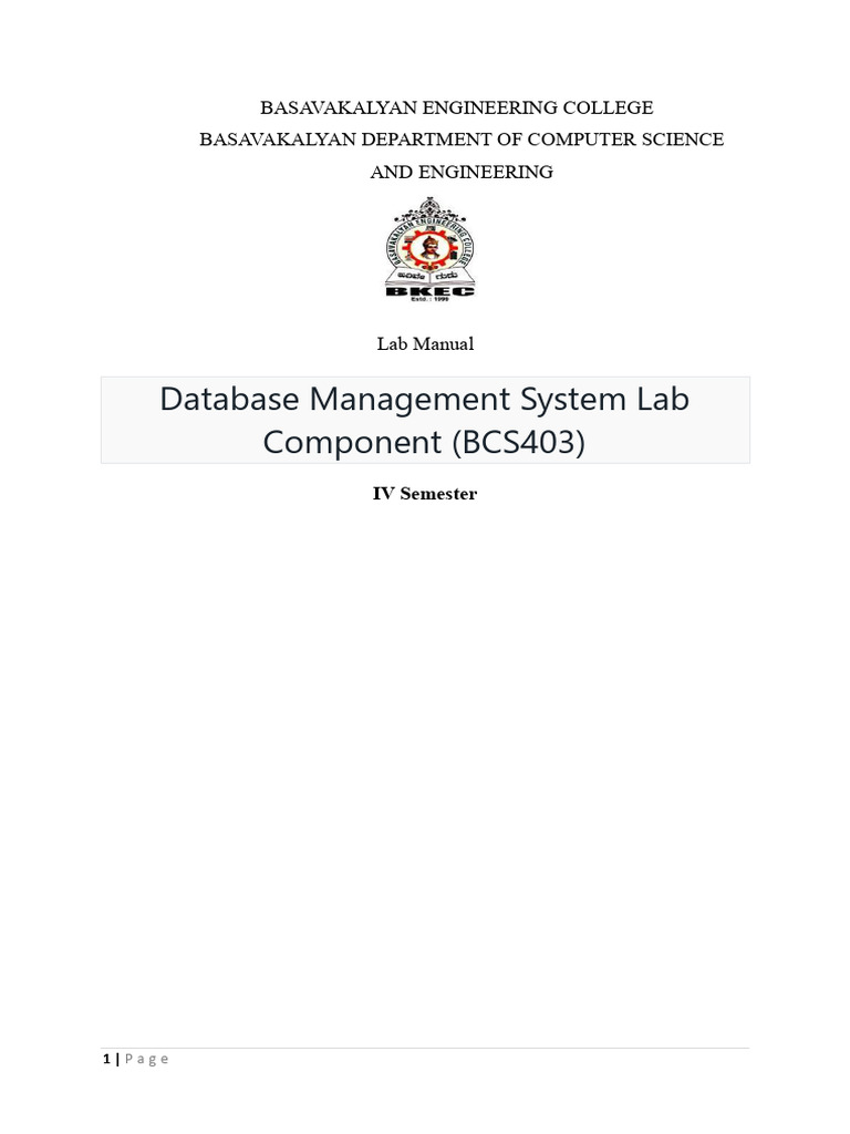 Dbms Lab Manual | PDF | Table (Database) | Sql