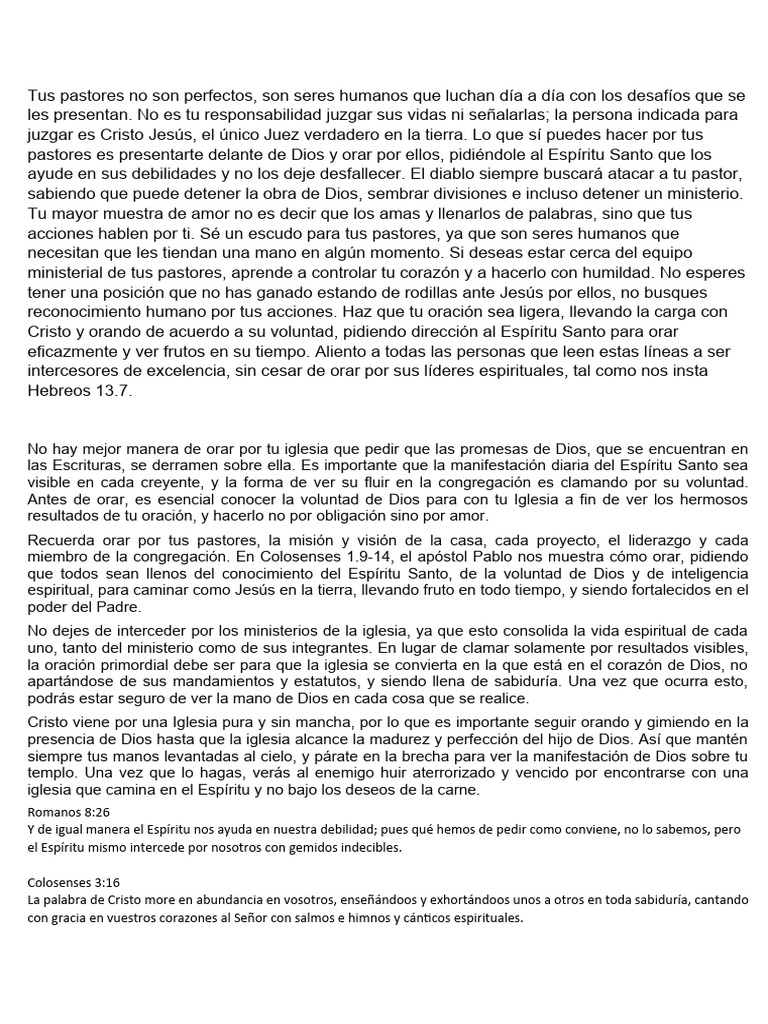 Tus Pastores No Son Perfectos | PDF | Oración | Creencia religiosa y doctrina