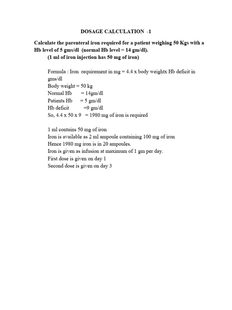 Dosage Calculation | PDF | Dose (Biochemistry) | Chemistry