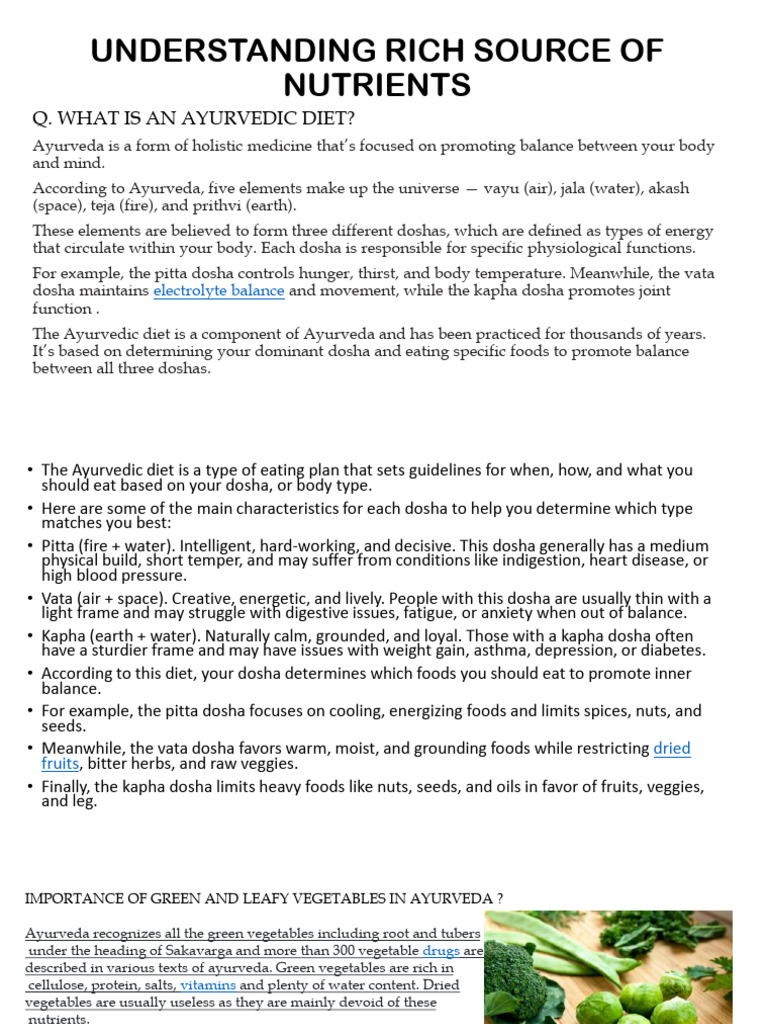 Understanding Rich Source of Nutrients | PDF | Foods | Ayurveda