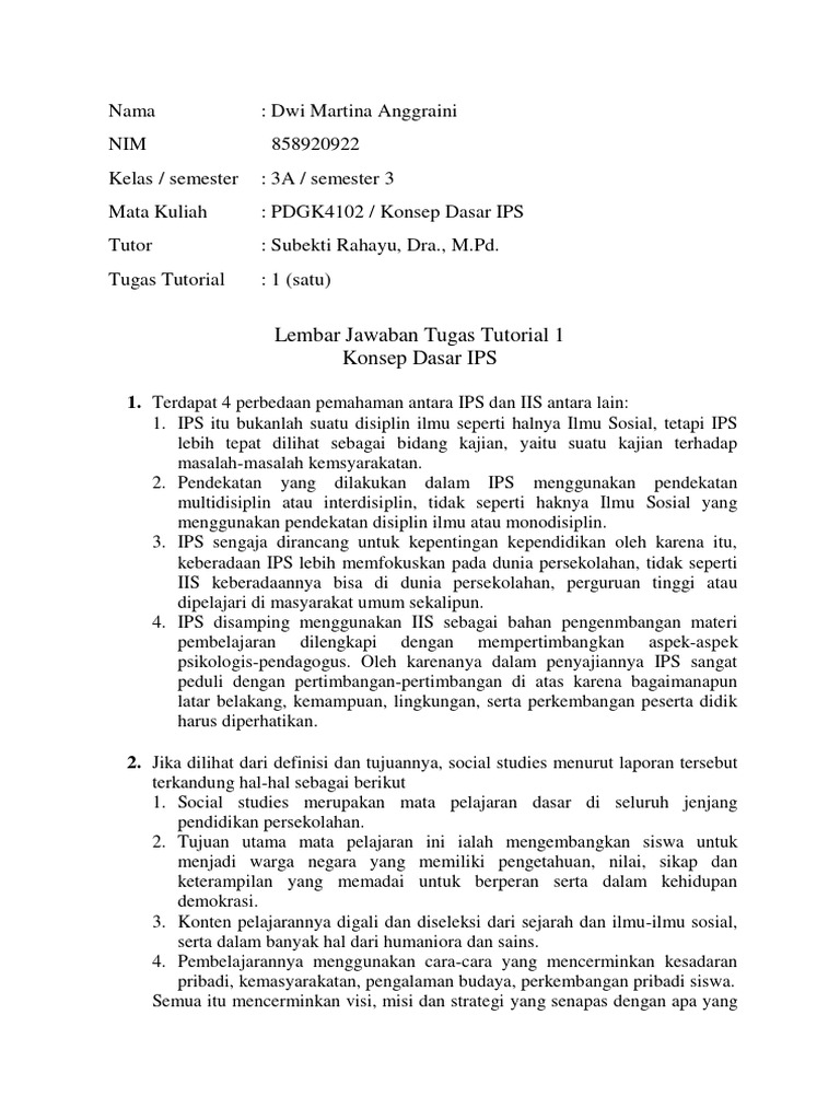 TT1 IPS Dwi Martina | PDF | Sains & Matematika