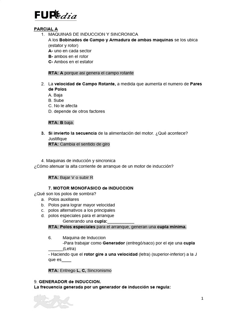 3er Parcial - Mas Preguntas (Maq. Sincronas y Asincronas) | PDF | Generador eléctrico ...