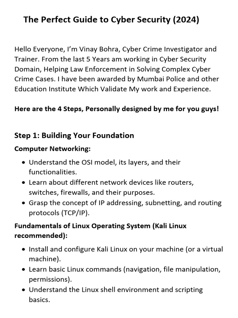 Roadmap To Cybersecurity | PDF | Security | Computer Security
