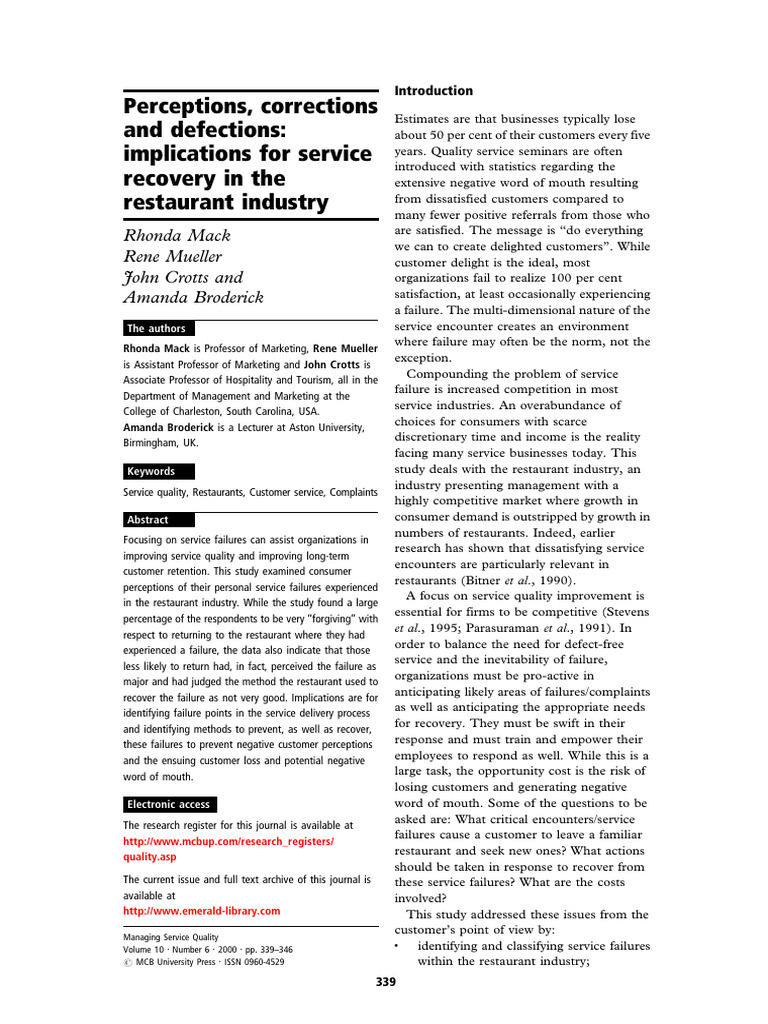 Perceptions, Corrections and Defections | PDF | Business