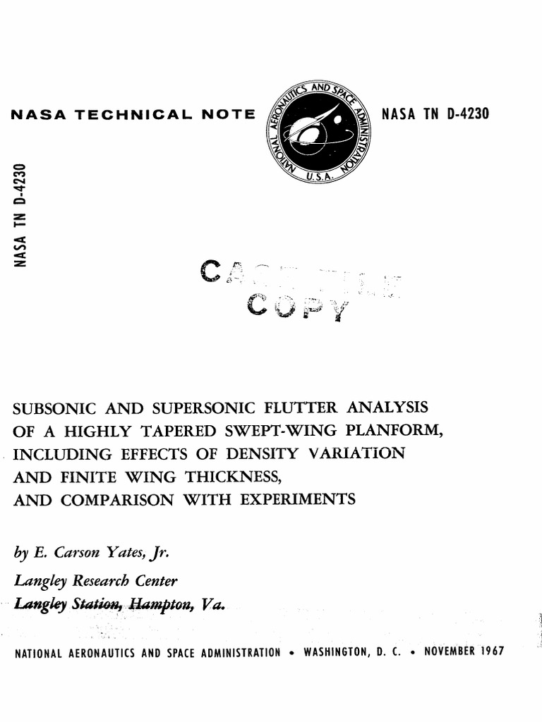 Nasa TN D-4230 | PDF | Aerodynamics | Mach Number