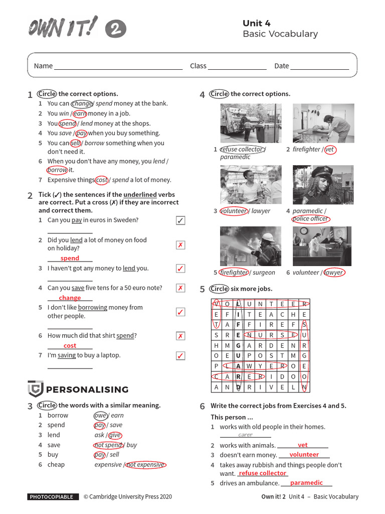 Vocabulary Basic Unit4 With Answers | PDF | Linguistics