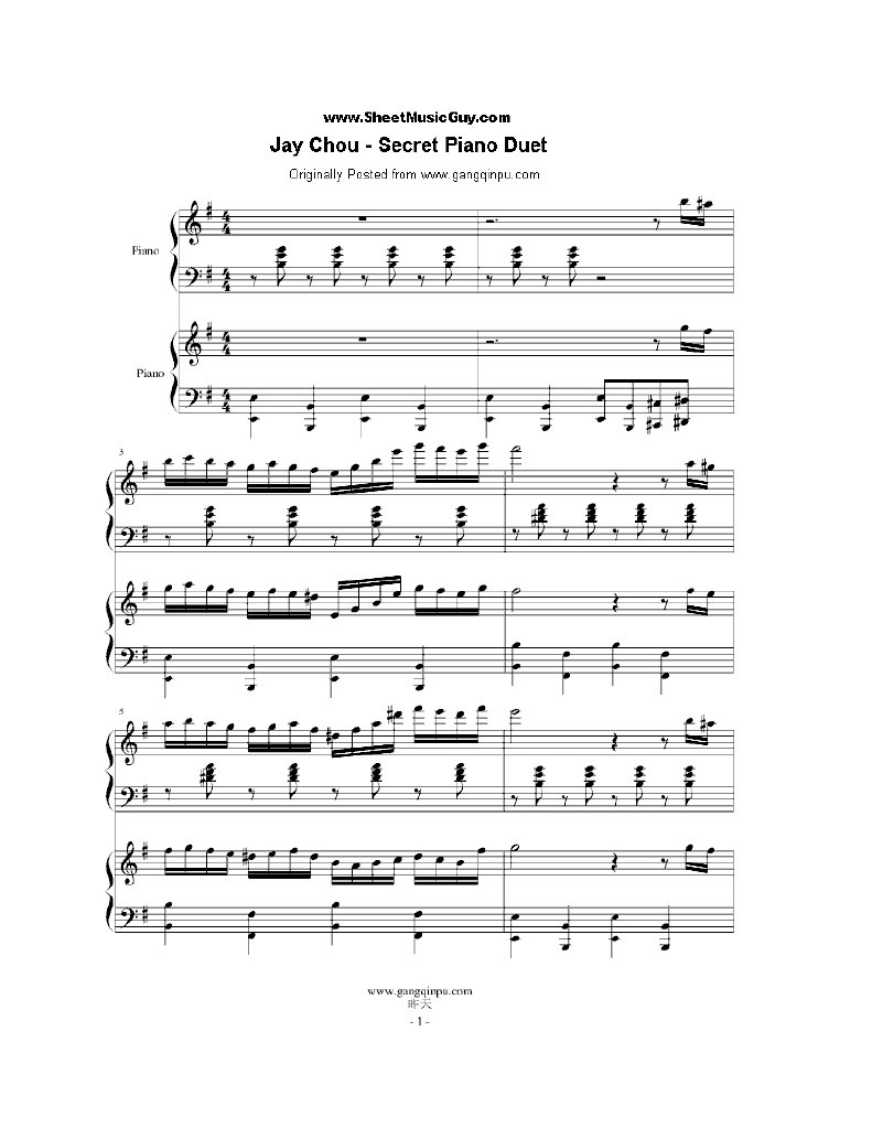 Secret Piano Duet (Piano Sheet) | PDF