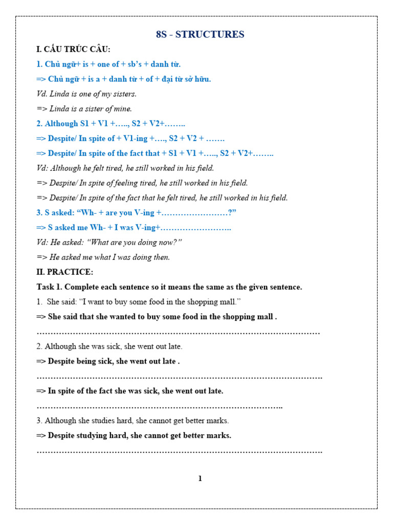 8S. Writing Structures | PDF | Syntax | Grammar