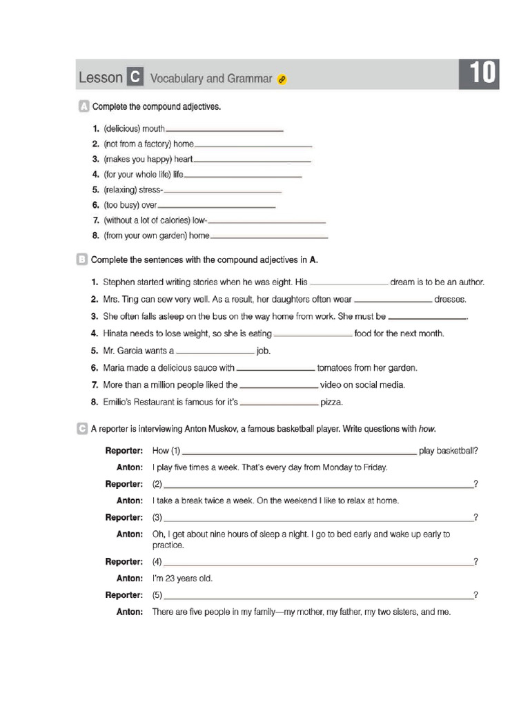 Book 1 Unit 10C | PDF