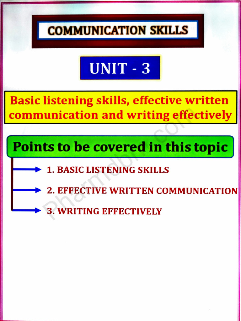 Communication Skills Unit 3 | PDF