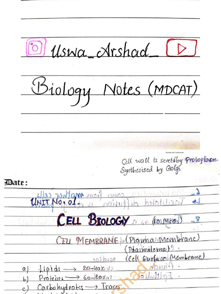 Uswa Arshad Biology MDCAT Notes | PDF