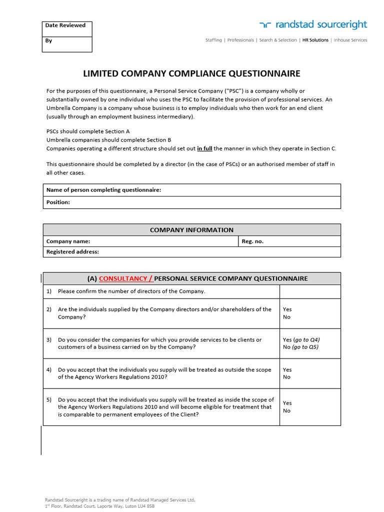 Form-Files - Compliance Questionnaire RSRv2 | PDF | Business Law | Business