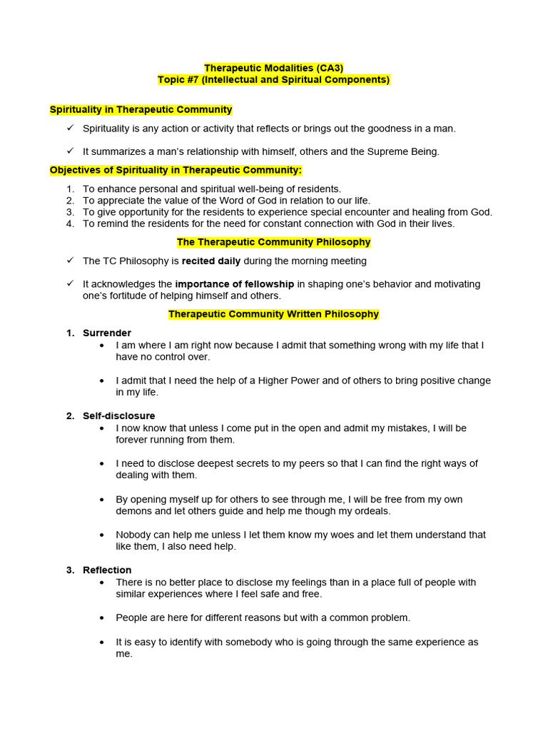 TOPIC 7 Therapeutic Modalities | PDF | Humility | Virtue