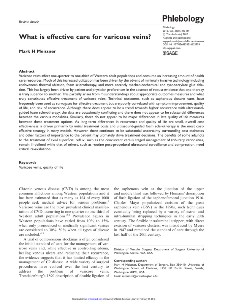 Phlebology The Journal of Venous Disease 2016 Meissner | PDF | Varicose ...