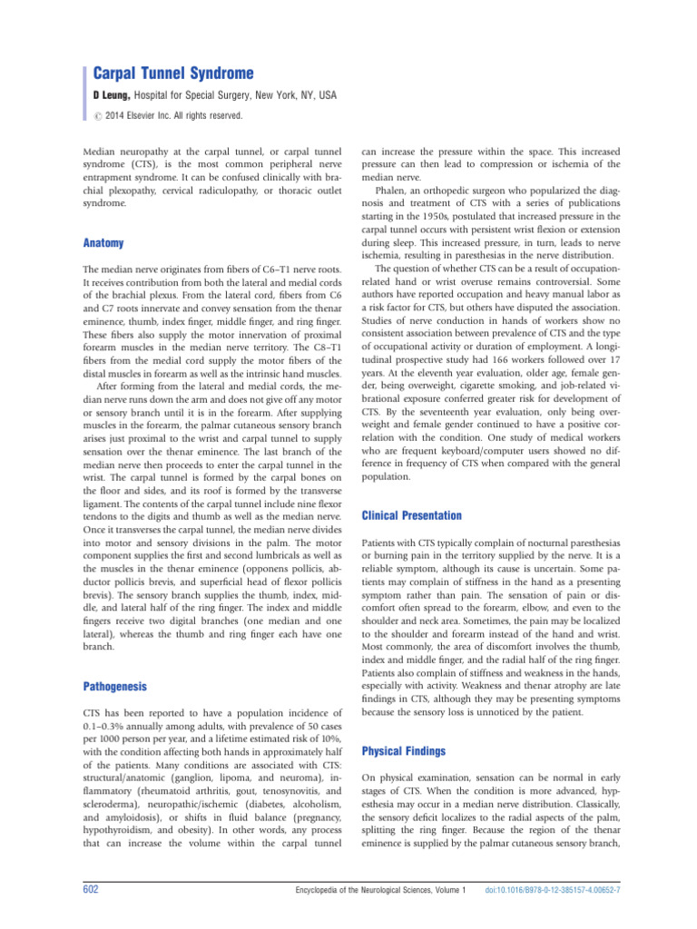 Carpal Tunnel Syndrome Overview | PDF | Carpal Tunnel Syndrome | Thumb