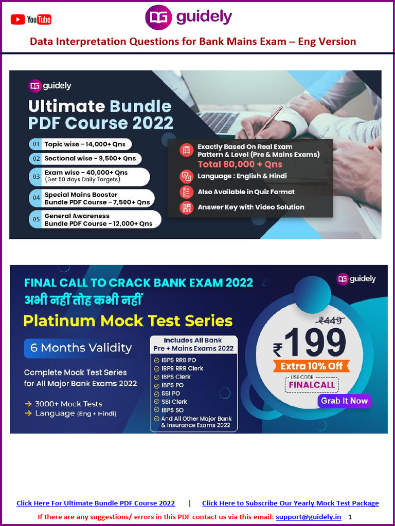 Data Interpretation Questions For Bank Mains Exam - Eng Version | PDF ...