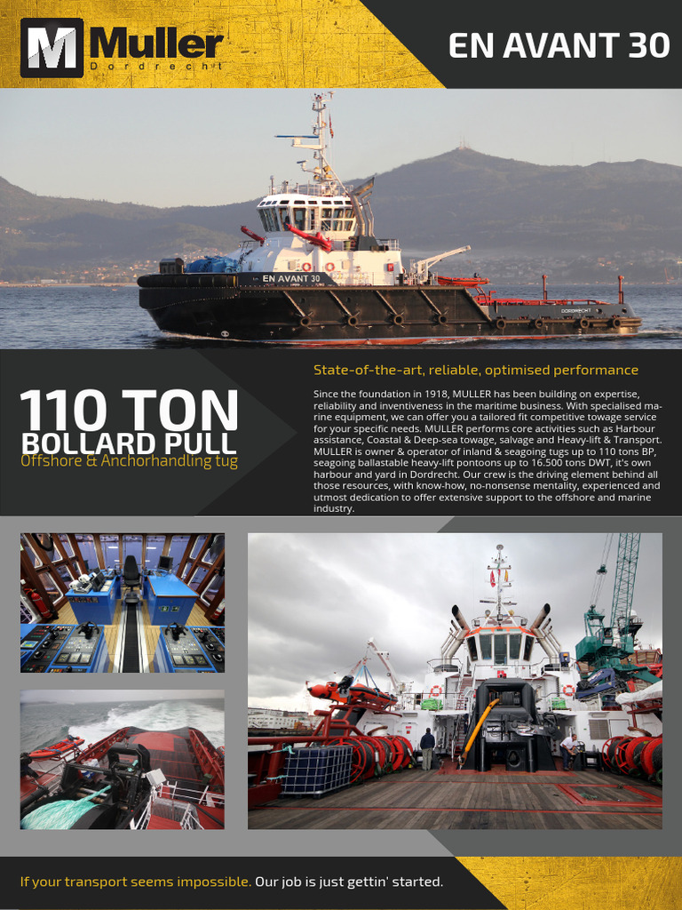 Muller HD Leaflet Tug en Avant 30 | PDF | Tugboat | Marine Salvage
