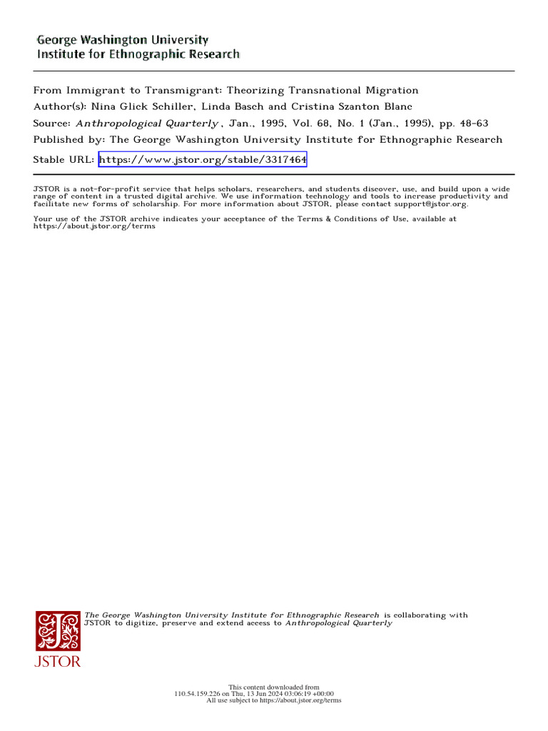 Transnational Migration: A New Perspective | PDF | Human Migration ...
