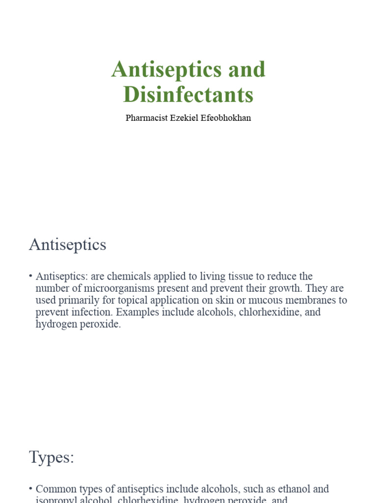 Year 2A Antiseptics and Disinfectants | PDF | Disinfectant | Hydrogen ...