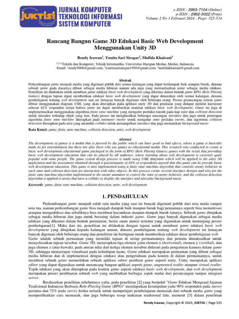 Rancang Bangun Game 3D Edukasi Basic Web Development Menggunakan Unity ...
