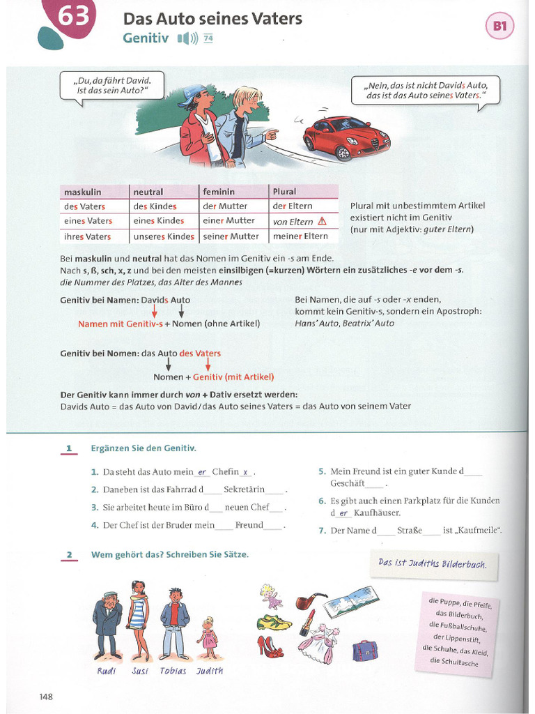 Grammatik Aktiv A1-B1 Deutsch Schüler Gen N Deklination | PDF
