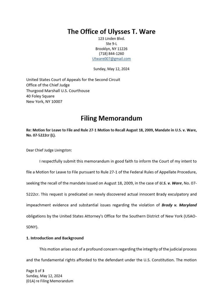 (01AFM) 05.12.24 Re Filing Memorandum | PDF | United States Courts Of ...