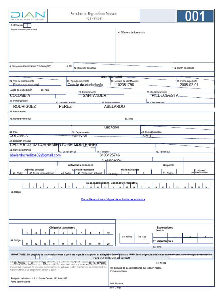 RUT editable - Abelardo Rodriguez Perez | Descargar gratis PDF ...