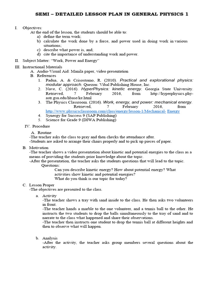 lesson-plan-215 | PDF | Kinetic Energy | Potential Energy